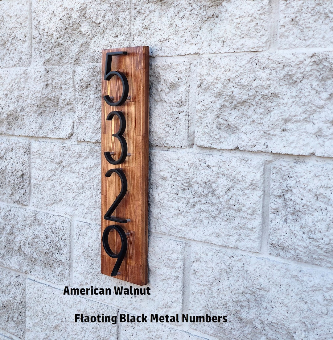 Modern Floating Number Wood Address Sign for Home or Office, Home Wood ...