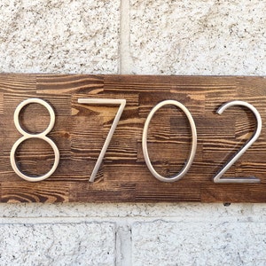 Horizontal Address Plaque, Modern Floating Number Wood Address Sign ...