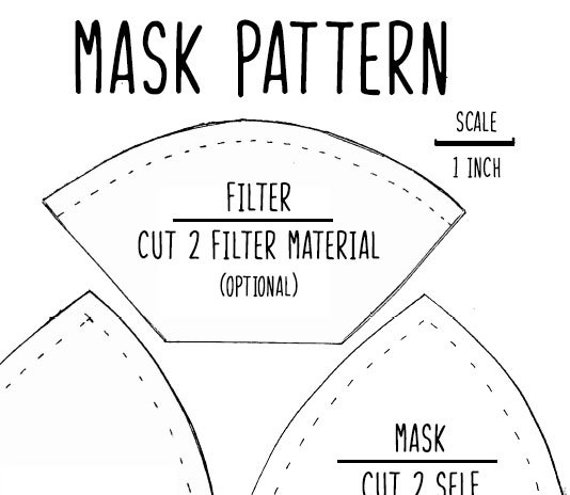 Face Mask Pattern W/ Filter Pocket Reusable Adjustable - Etsy