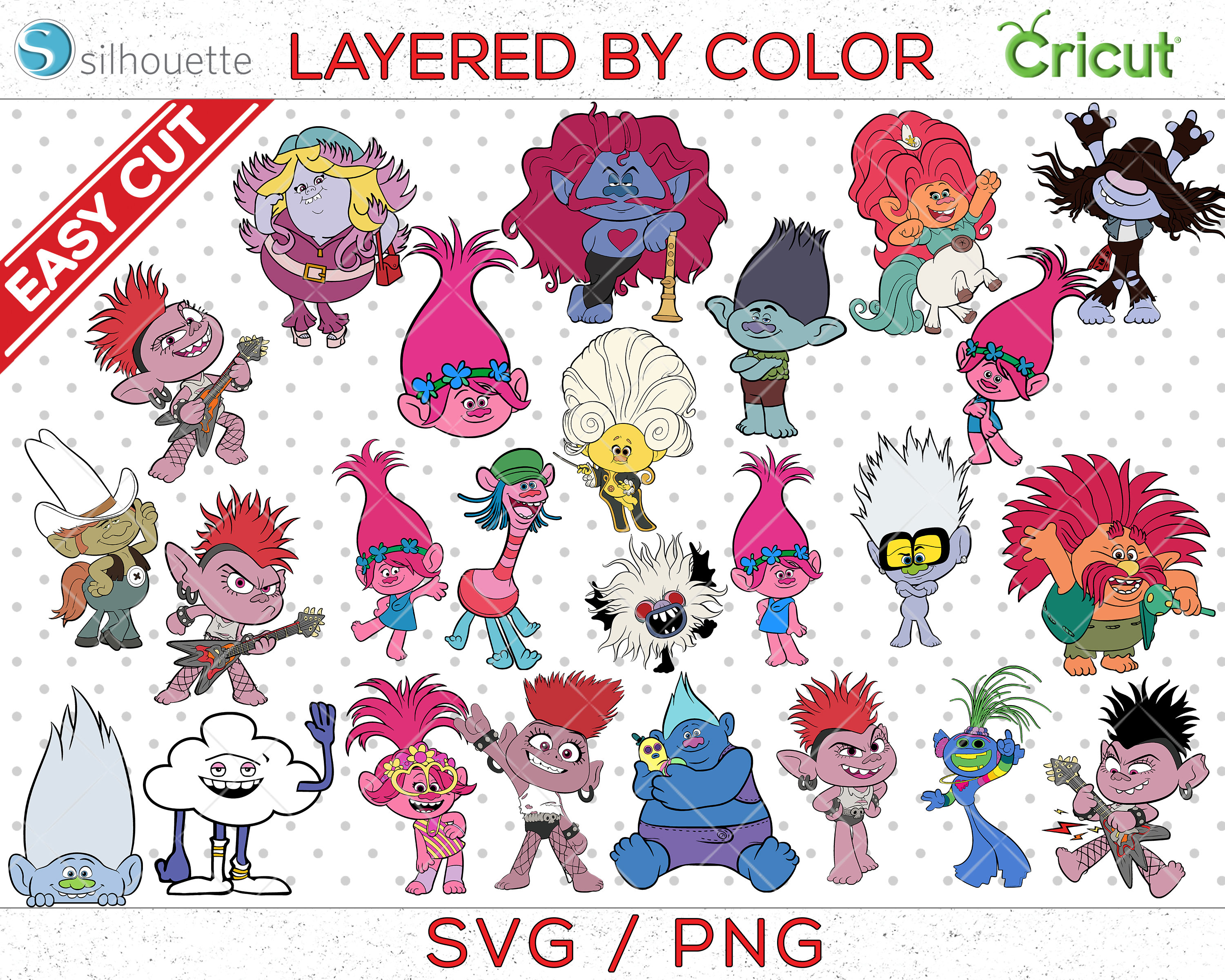 Kids' Crafts clipart trolls 1 coloring trolls svg png files movie files ...