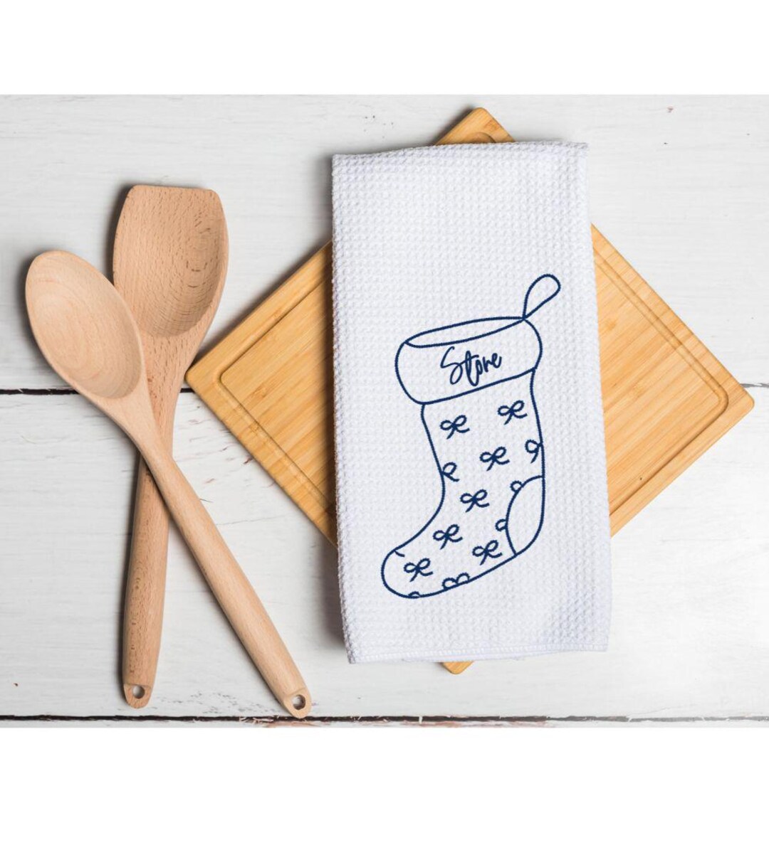 Personalized Christmas Stocking Kitchen Towel Embroidered Holiday Decor ...