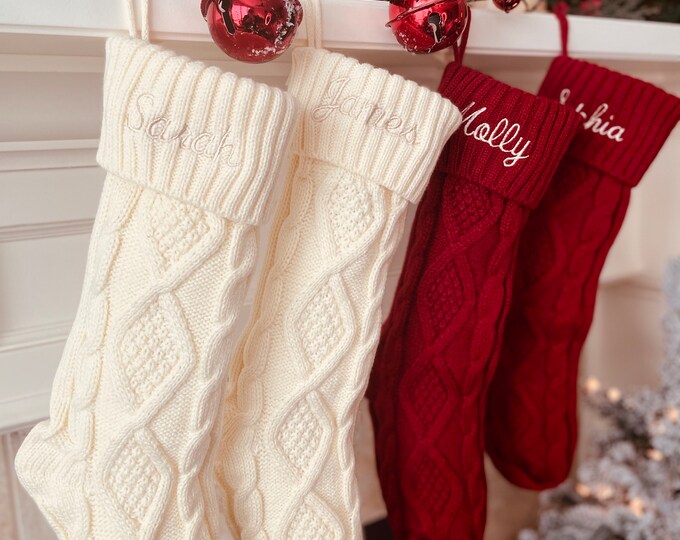 Personalized Cable Knit Christmas Stockings With Name - Etsy