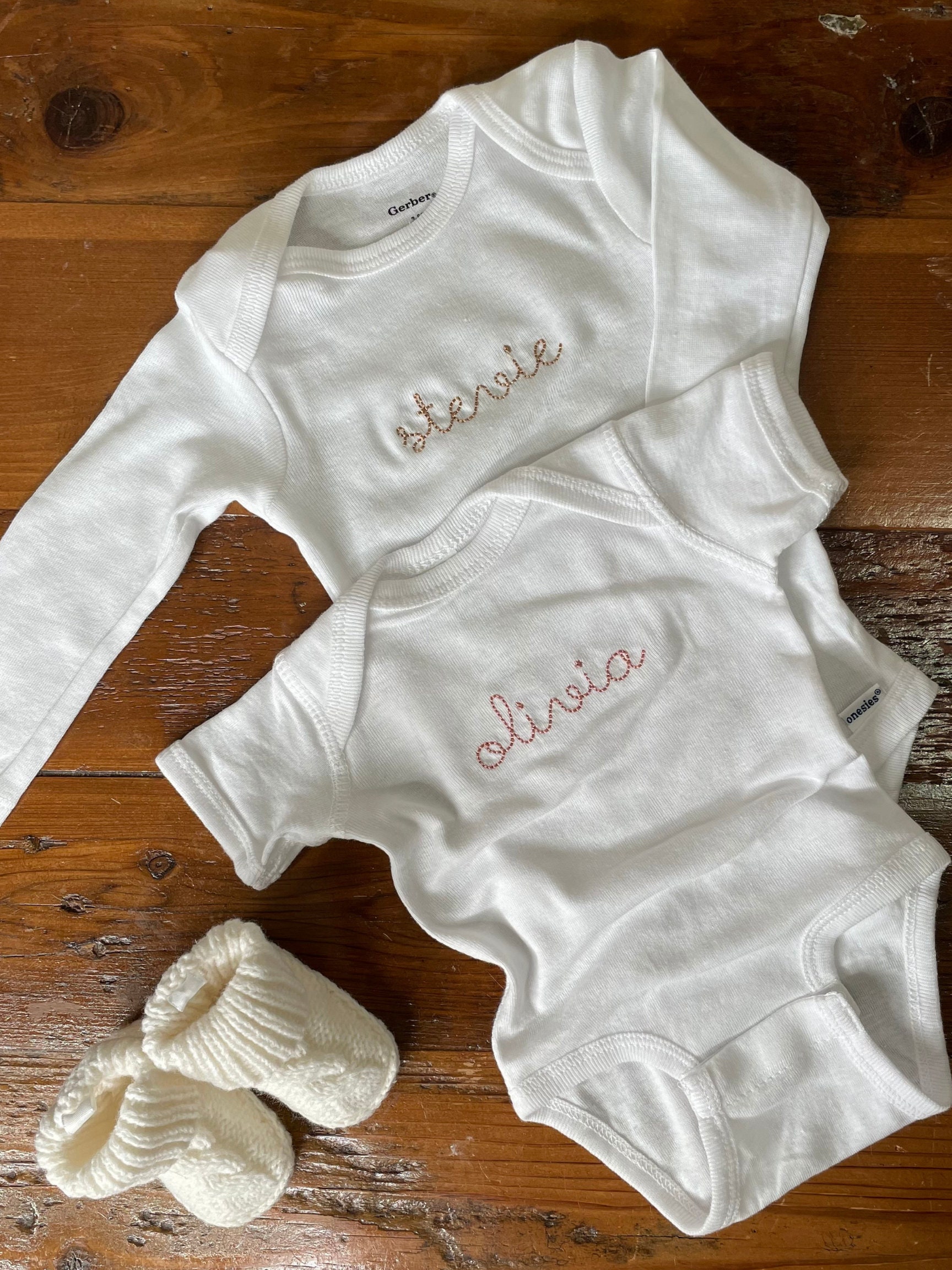 Personalized Embroidered Baby Onesie® With Name Short Sleeve - Etsy