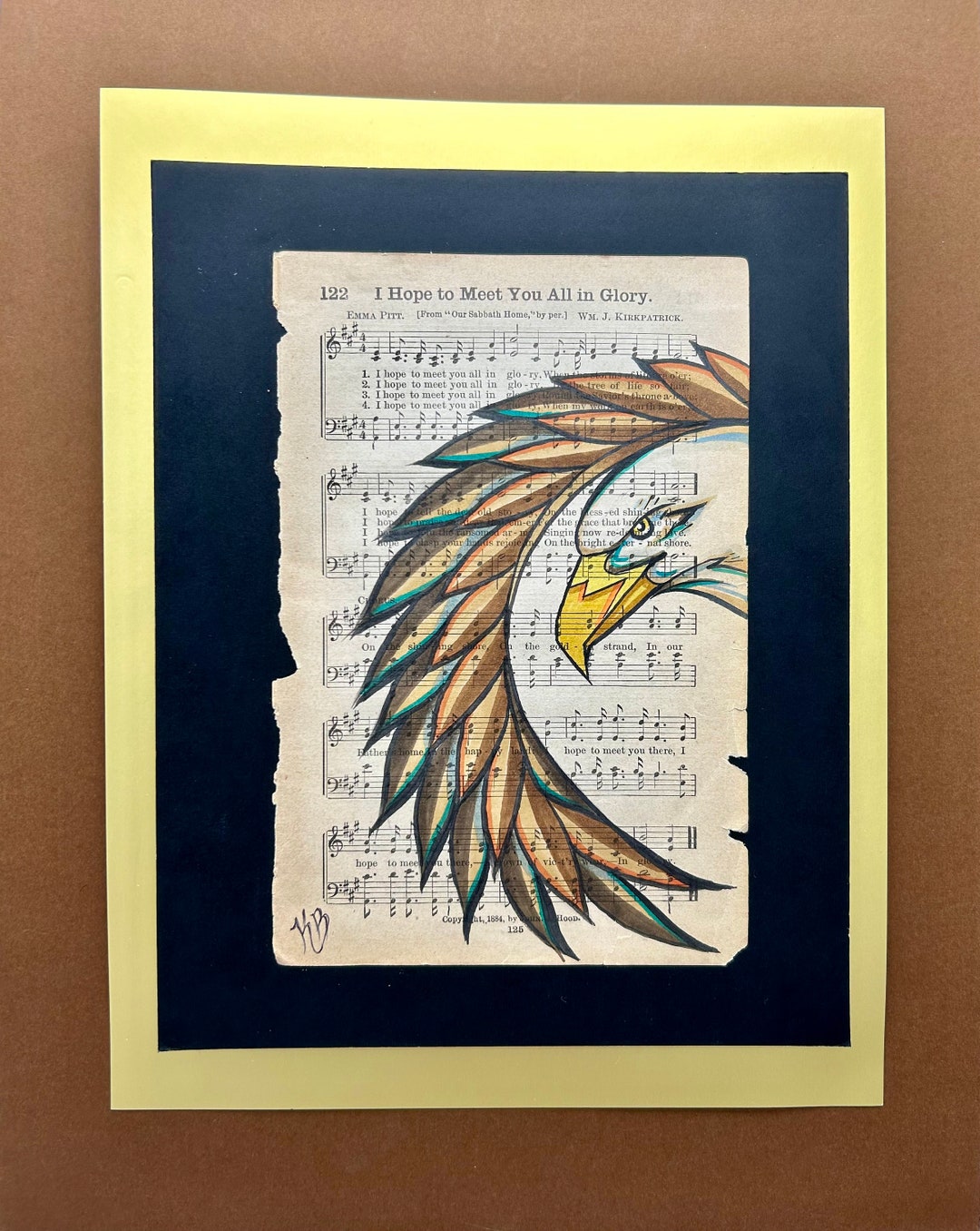 Under His Wing, Original, One of a Kind, Hand Drawn, Hand Colored Eagle ...