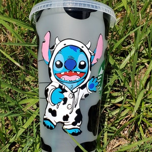 Stitch Cow Print Starbucks Cup Starbucks Cold Cup Reusable Cup 24oz ...