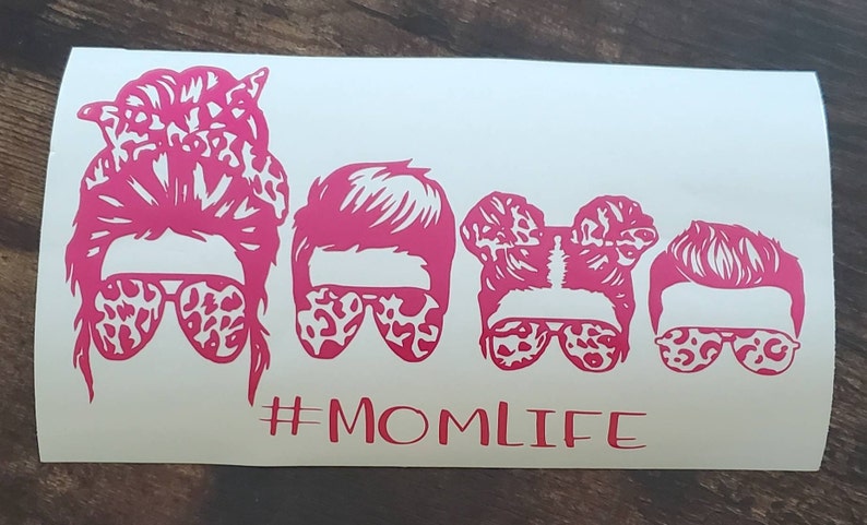 Mom Life Custom Family Decal Leopard Print Style Mom Bun - Etsy
