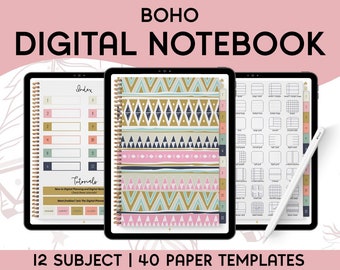 Digital Notebook With 12 Hyperlinked Tabs, 12 Subjects Sections, 40 ...