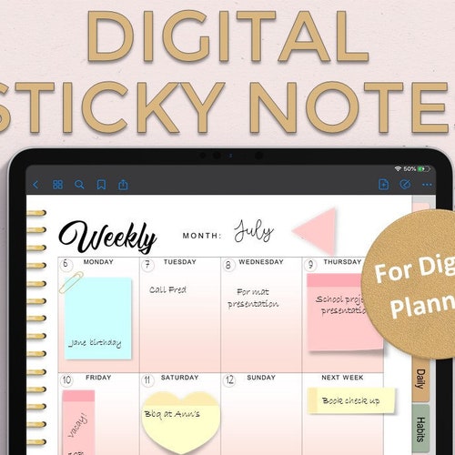 Digital Sticky Notes Stickers Pastel Post It PNG Stickers for - Etsy