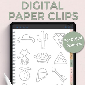 Silver Digital Paper Clips, Digital Planner Paperclips, Digital Clips ...