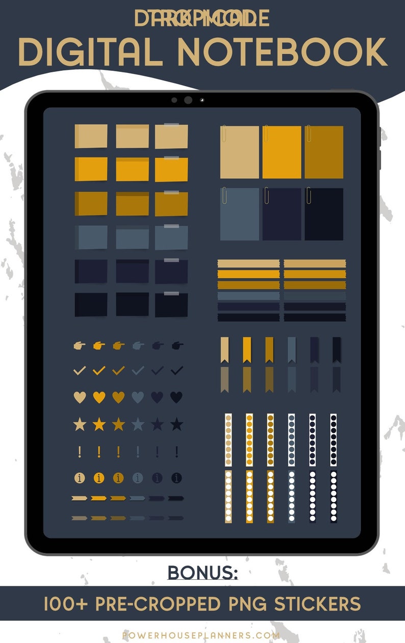 Dark Mode Digital Notebook With 12 Hyperlinked Sections 12 - Etsy