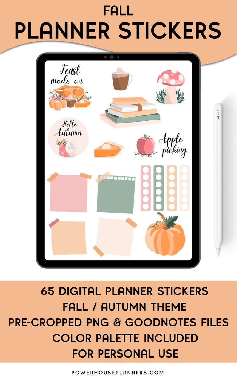 65 Fall Digital Planner Stickers, Autumn Planner Sticker Bundle, iPad ...