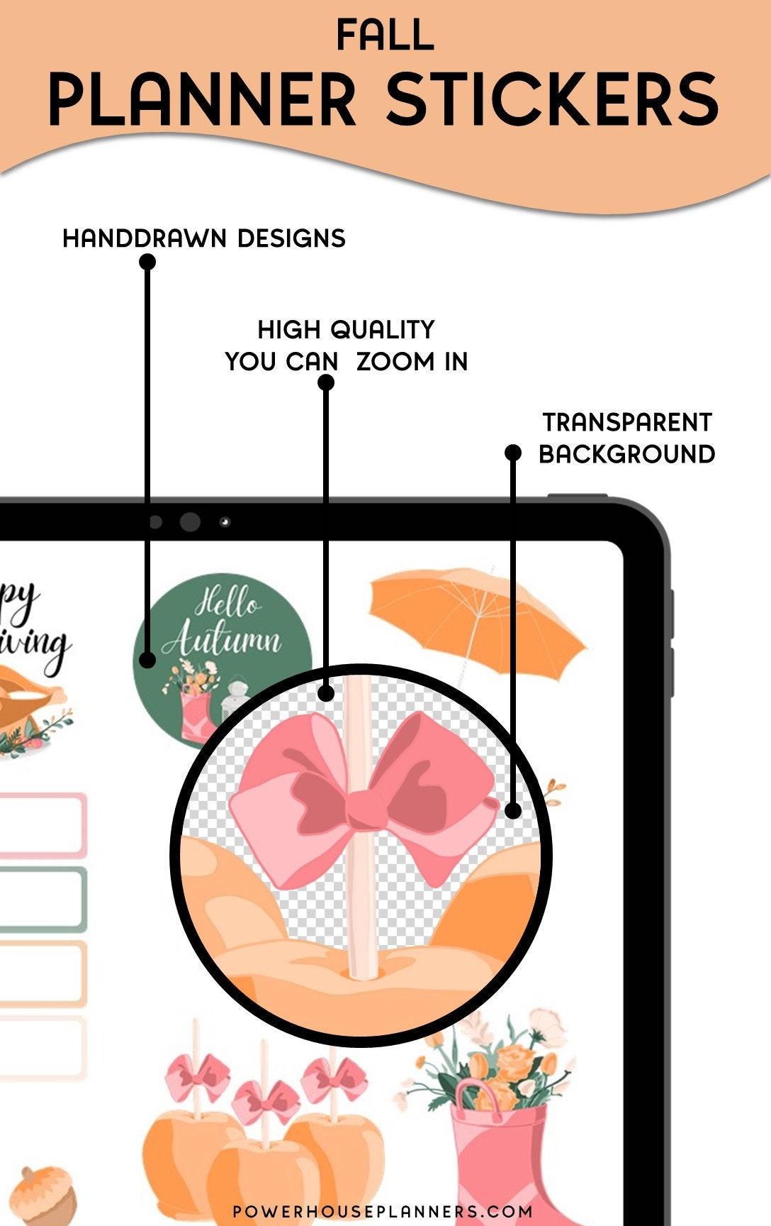 65 Fall Digital Planner Stickers, Autumn Planner Sticker Bundle, iPad ...