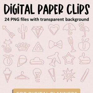 Rose Gold Digital Paper Clips, Digital Planner Paperclips, Digital ...