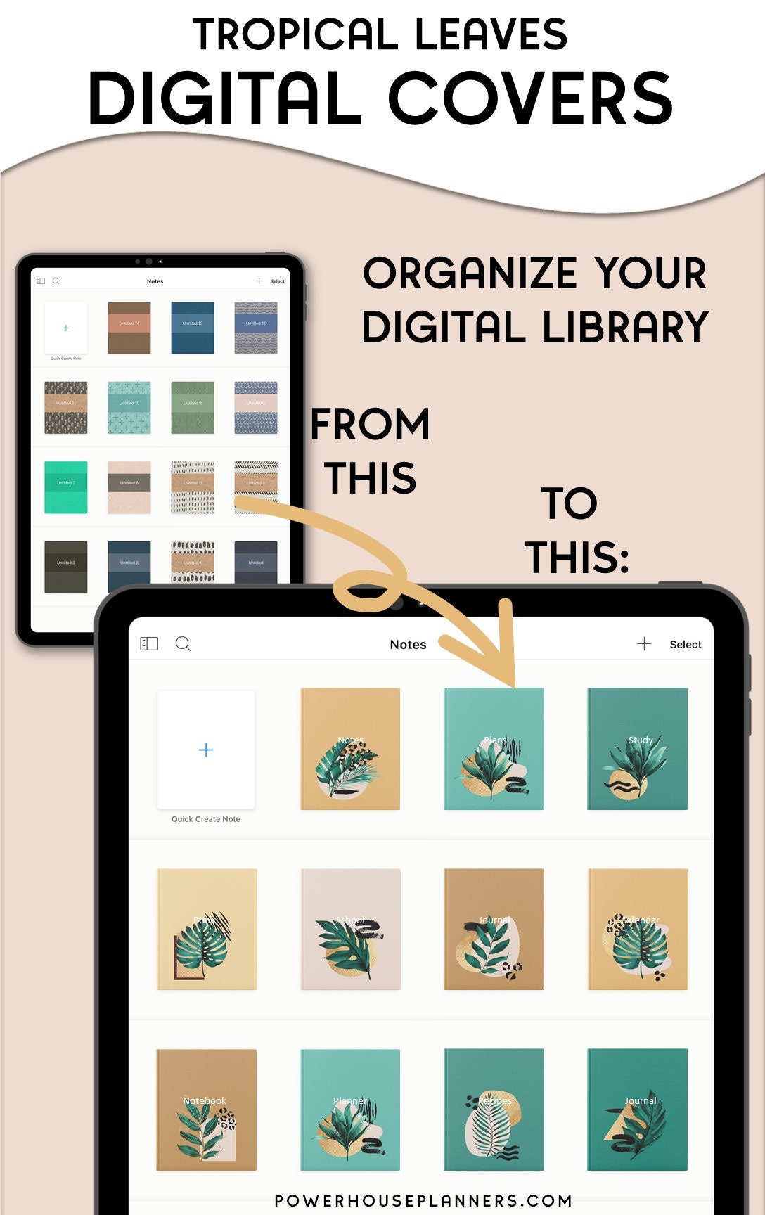 Digital Planner Cover Set, Tropical Goodnotes Digital Cover, Digital ...