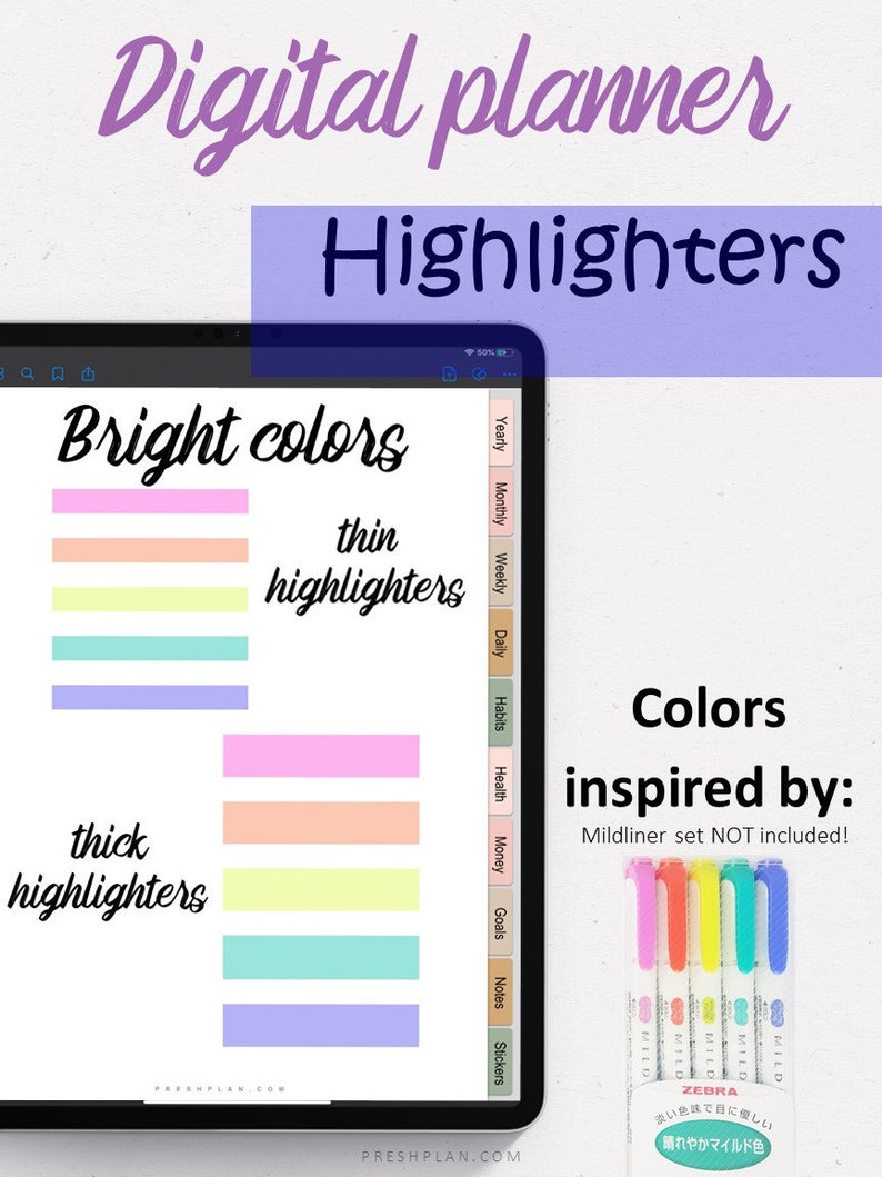 Highlighters for Digital Planners, Digital Planning Highlighters ...