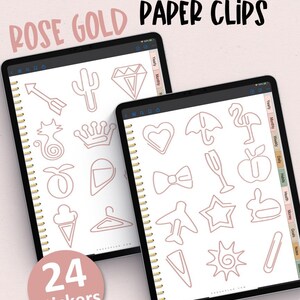 Rose Gold Digital Paper Clips, Digital Planner Paperclips, Digital ...