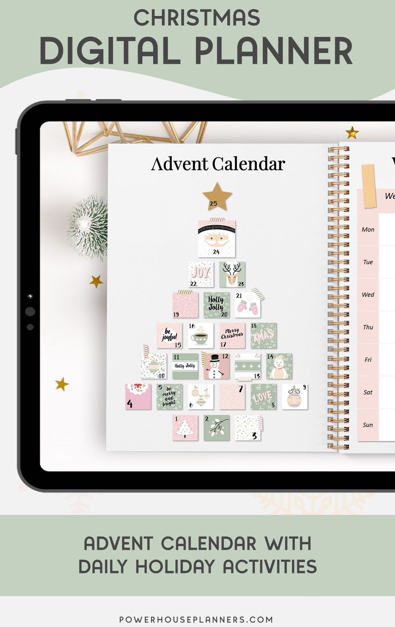Undated Christmas Digital Planner, Digital Christmas Plan, iPad Holiday ...