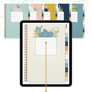 Digital Notebook With 12 Hyperlinked Tabs, 12 Subjects Sections, 40 ...