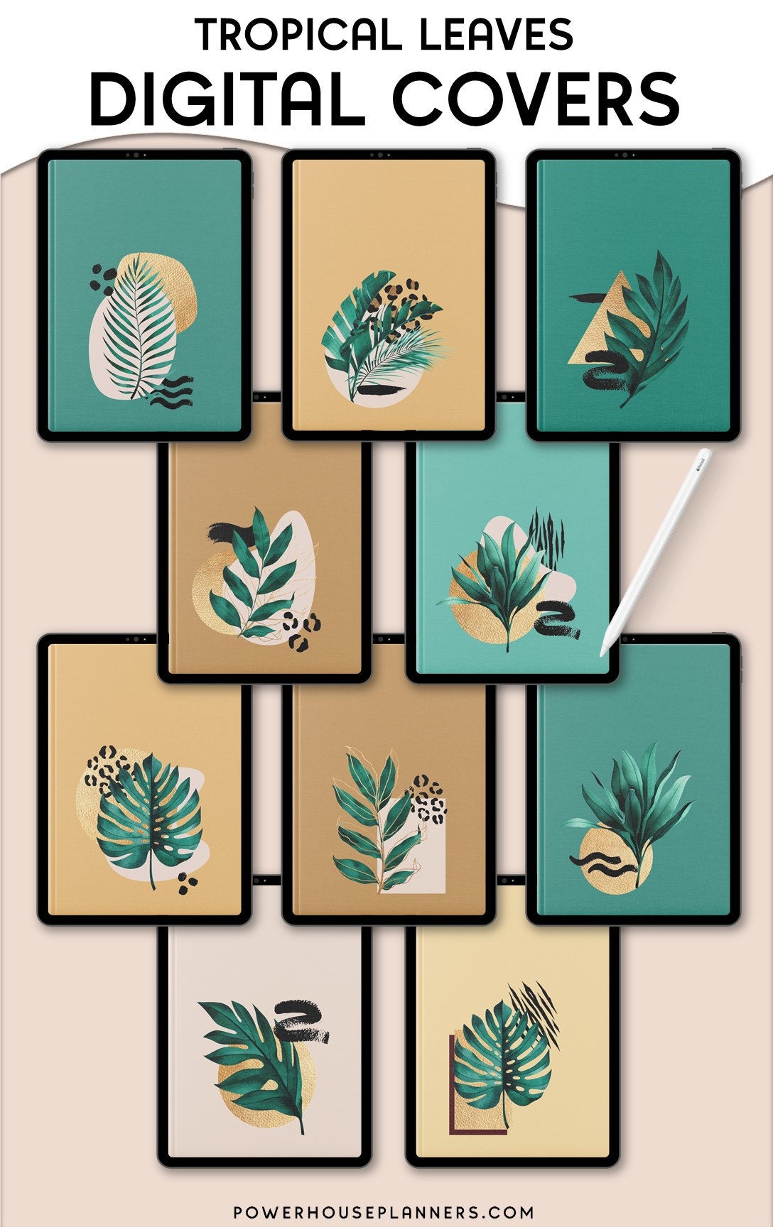 Digital Planner Cover Set, Tropical Goodnotes Digital Cover, Digital ...