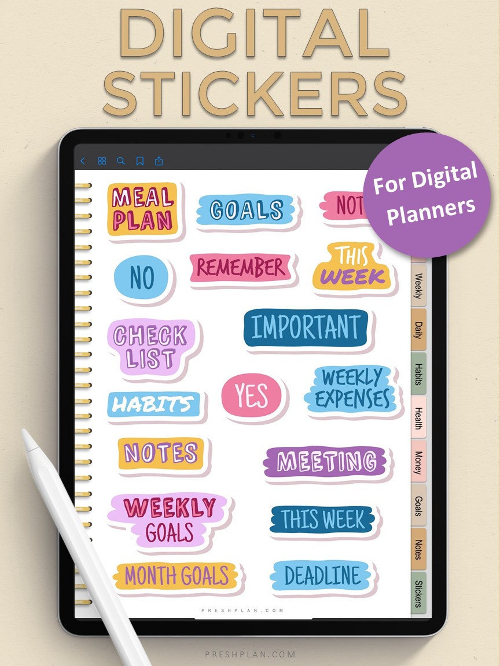 Colorful Digital Stickers Cool Stickers for Digital Planning - Etsy