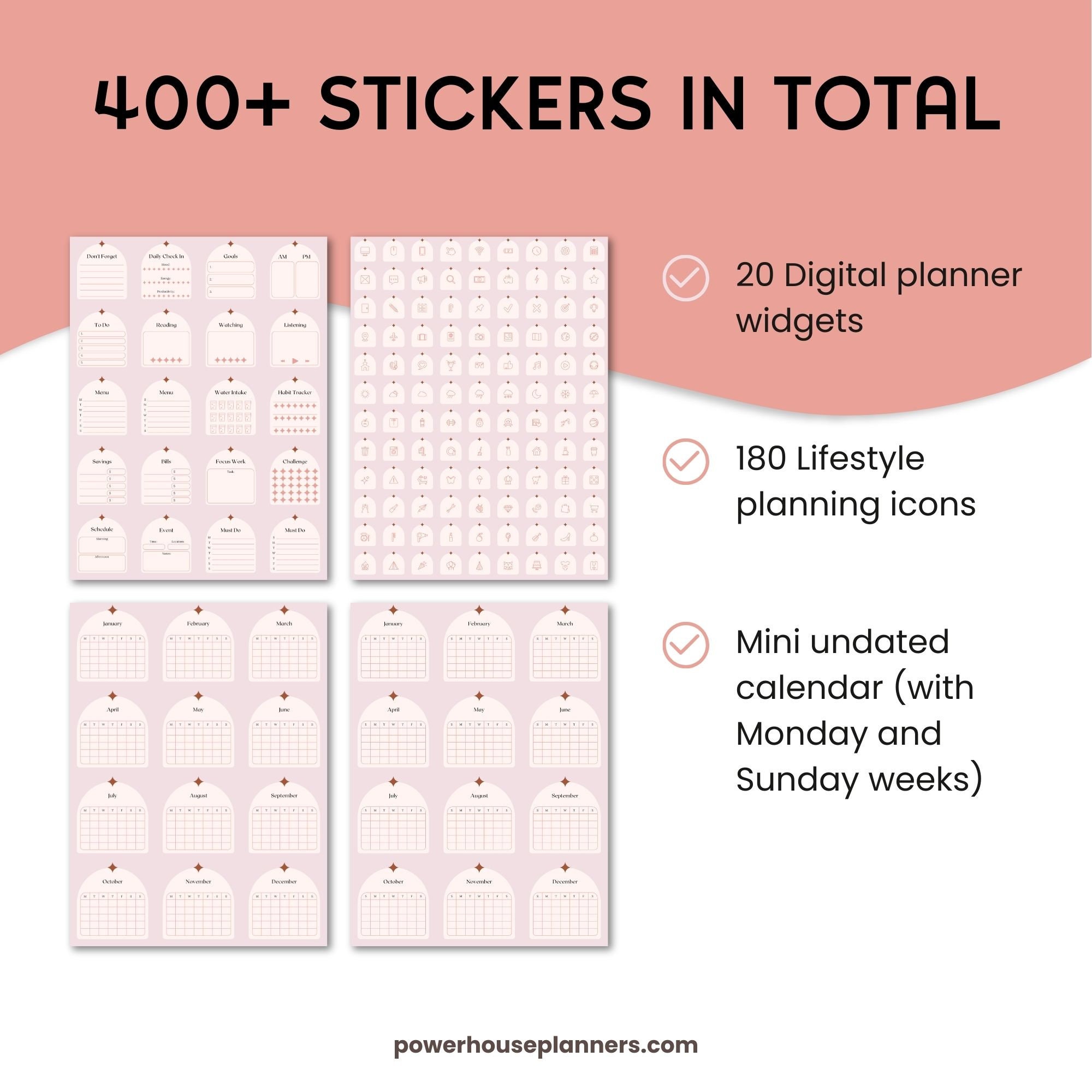 400 Aesthetic Boho Digital Planner Stickers, Digital Sticker Widget ...