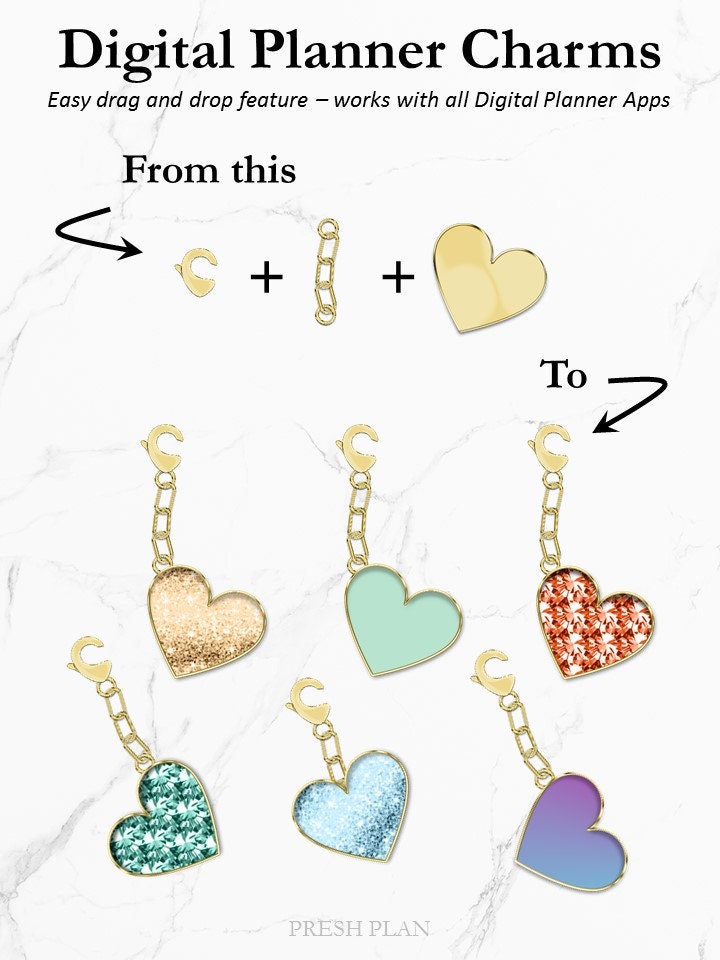 Materials Digital Planner Charm Bundle Download Scrapbook Clipart PNG ...