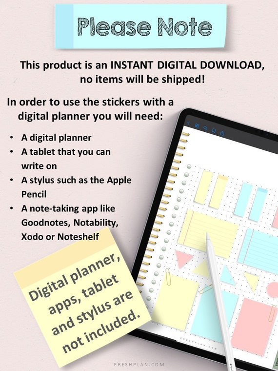 Sticky Notes for Digital Planning or Notetaking Instant Digital ...