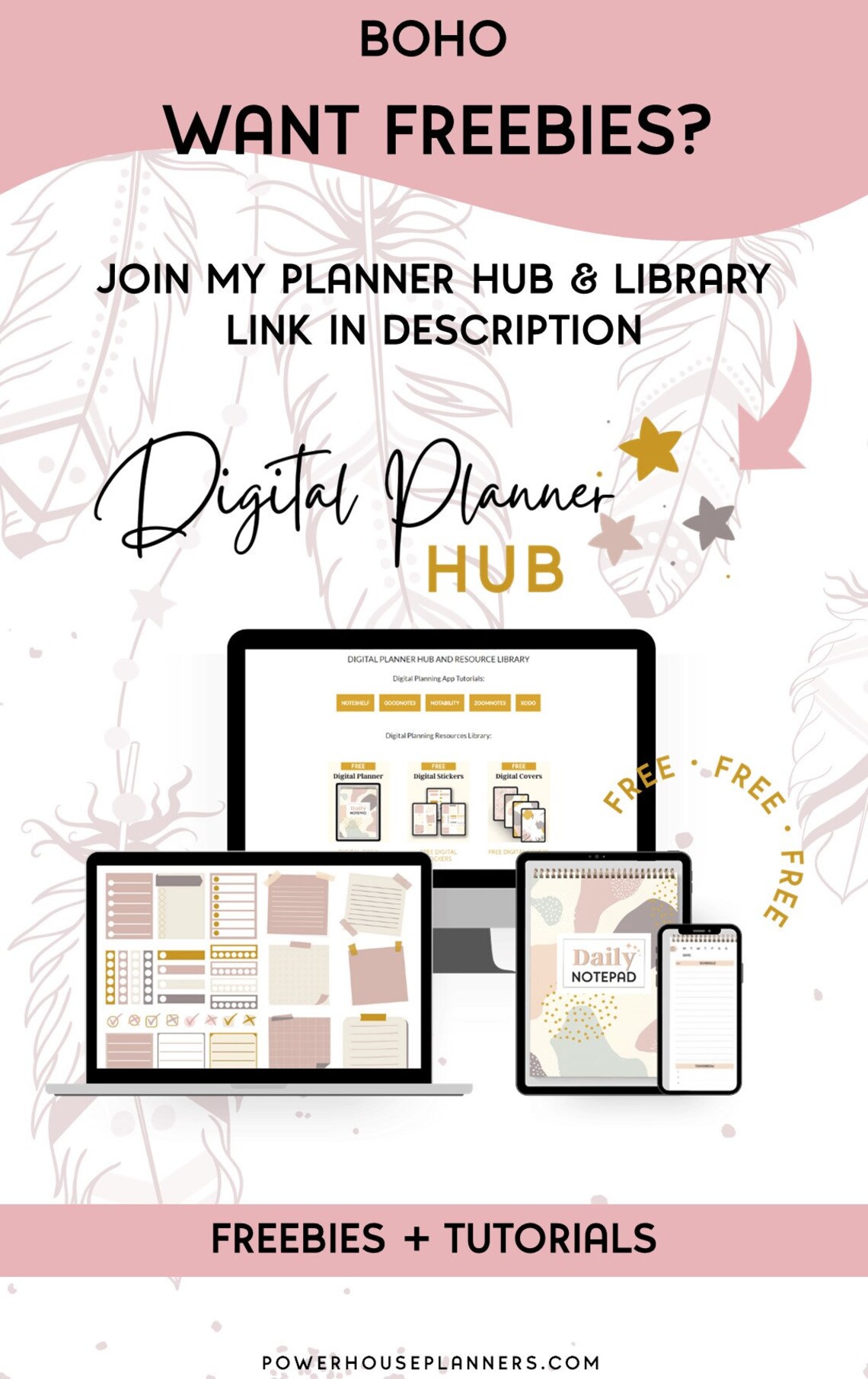 Boho Digital Notebook With 12 Hyperlinked Tabs 12 Subjects | Etsy