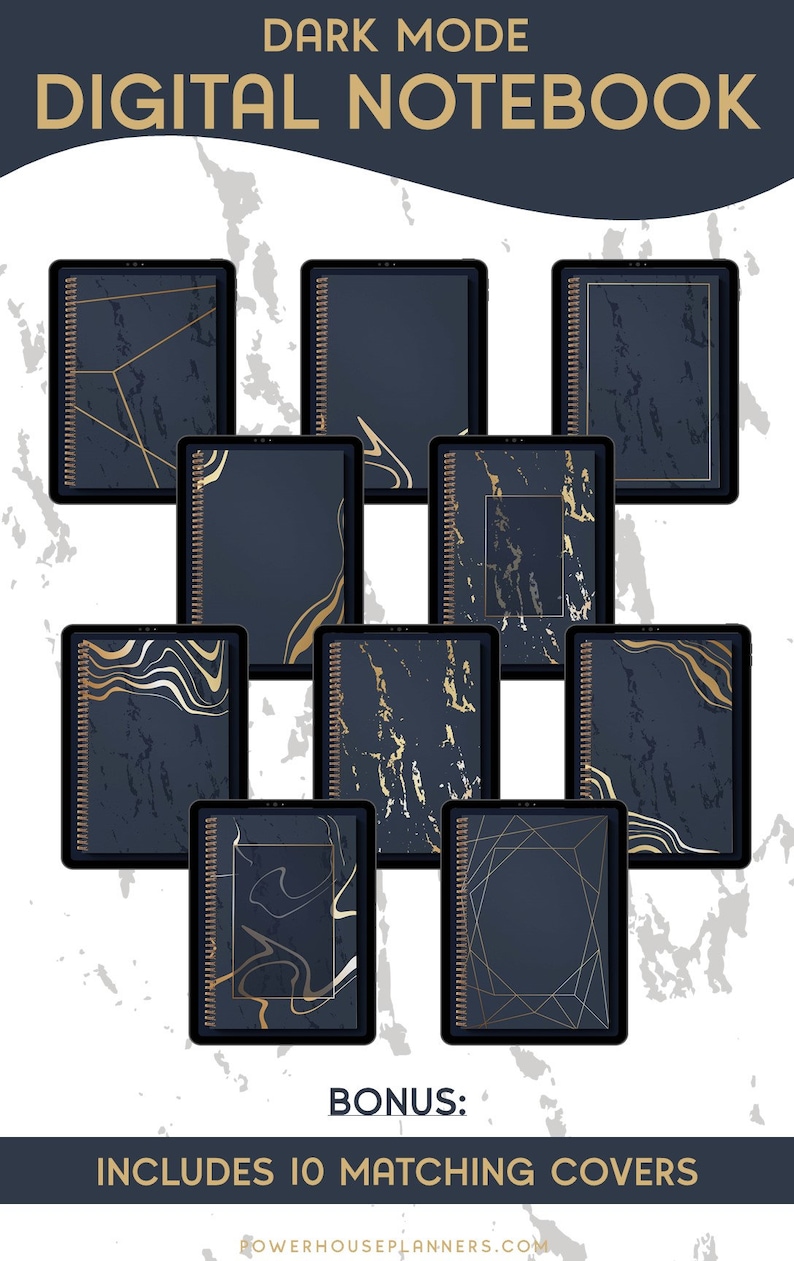 Dark Mode Digital Notebook With 12 Hyperlinked Sections 12 - Etsy