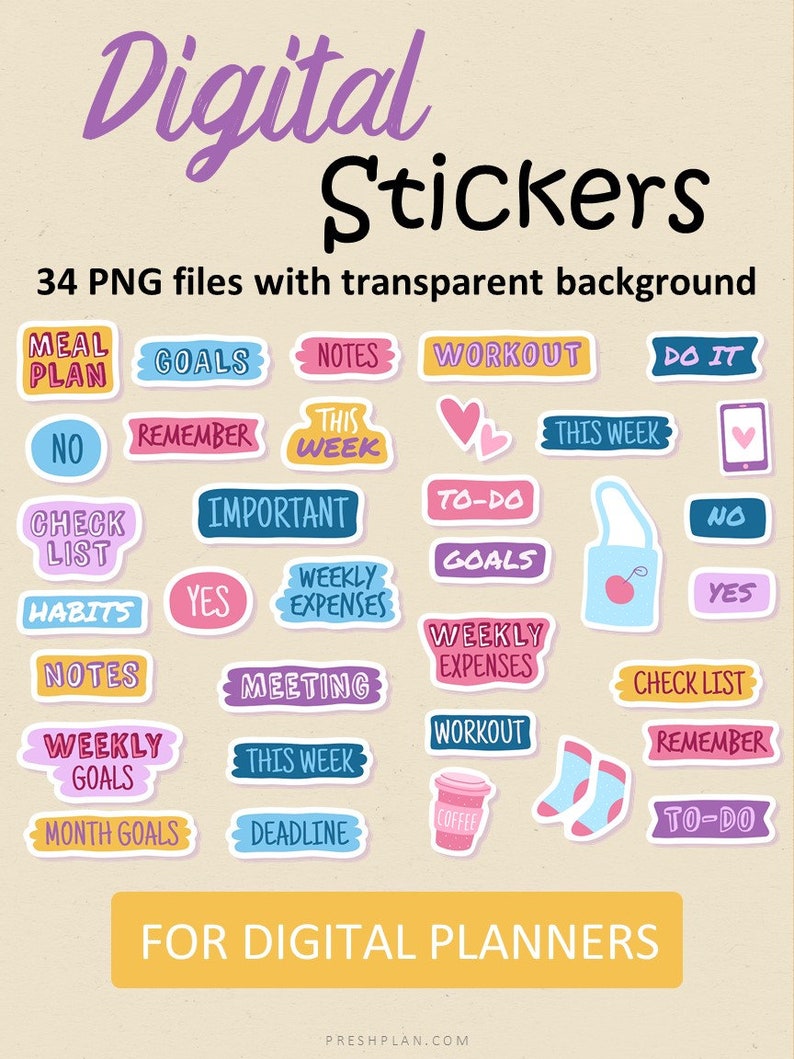 Colorful Digital Stickers, Cool Stickers for Digital Planning, Digital ...