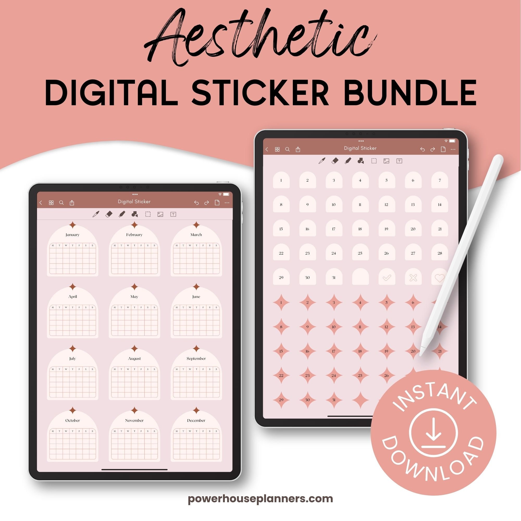 400 Aesthetic Boho Digital Planner Stickers, Digital Sticker Widget ...