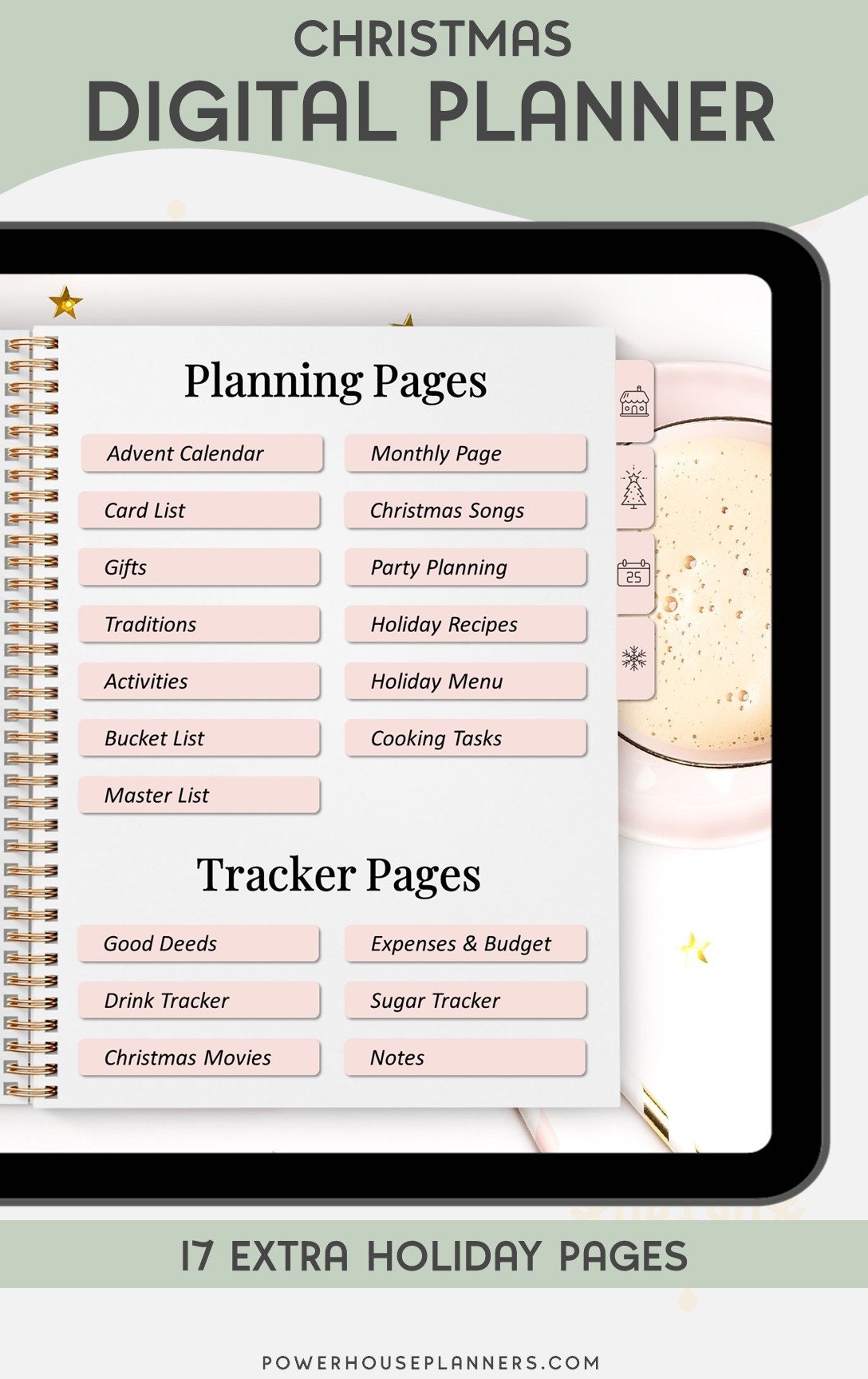 Undated Christmas Digital Planner, Digital Christmas Plan, iPad Holiday ...