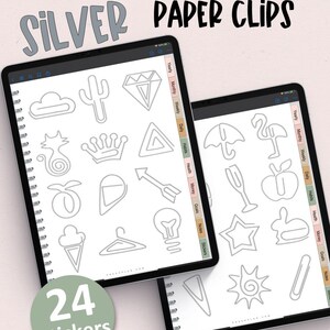Silver Digital Paper Clips, Digital Planner Paperclips, Digital Clips ...