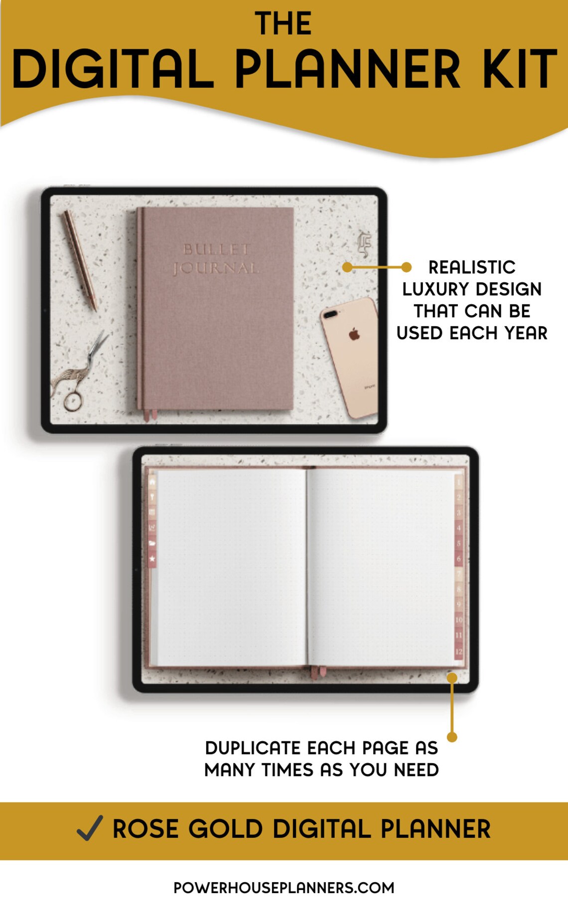 Digital Planner, Undated iPad Planner, Hyperlinked iPad Planner ...