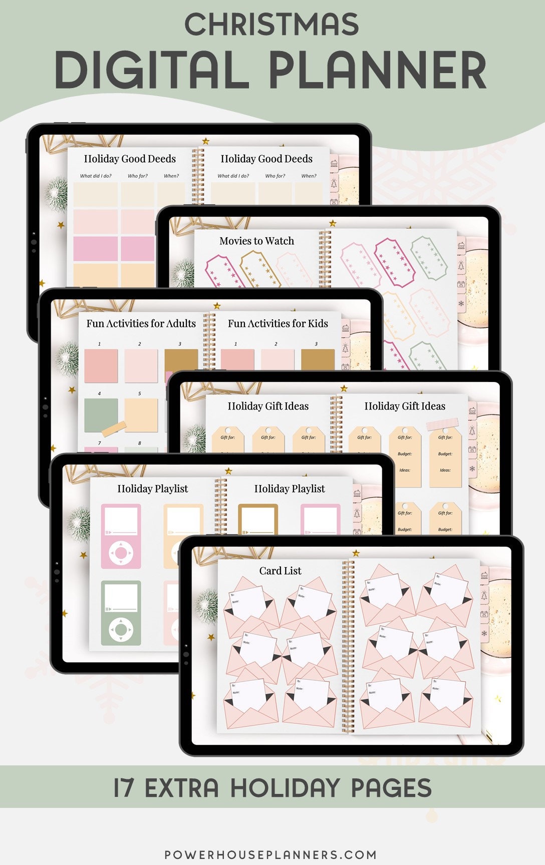 Undated Christmas Digital Planner, Digital Christmas Plan, iPad Holiday ...