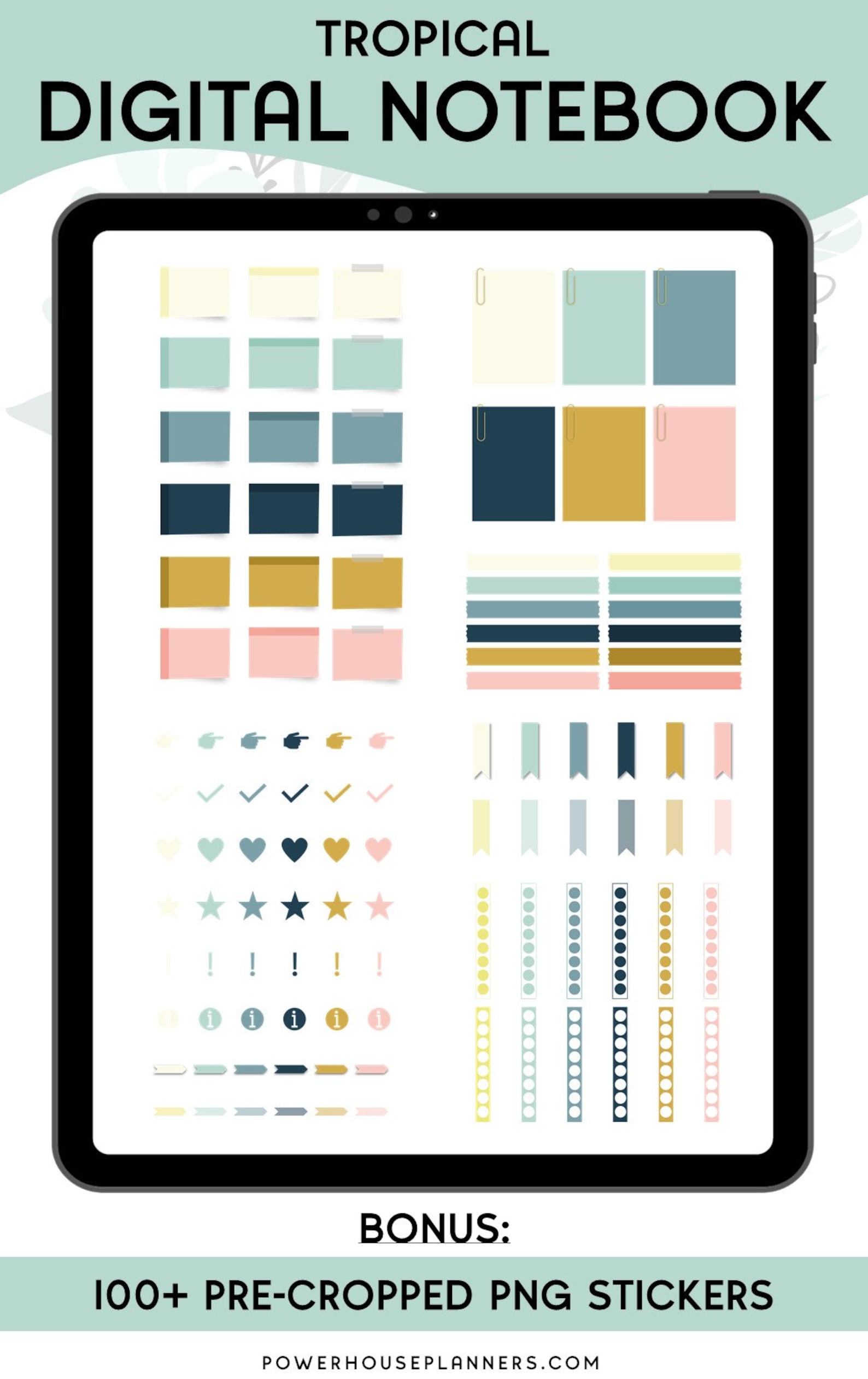 Digital Notebook With 12 Hyperlinked Tabs, 12 Subjects Sections, 40 ...