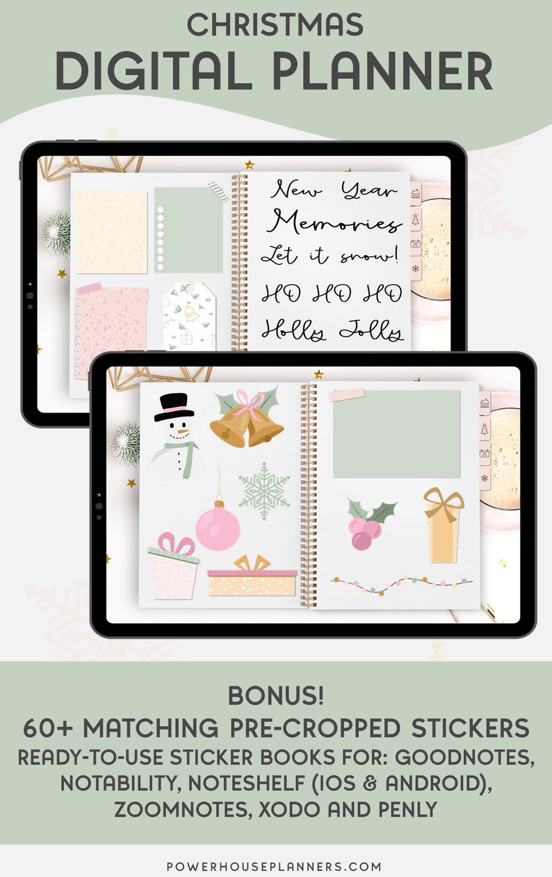 Undated Christmas Digital Planner, Digital Christmas Plan, iPad Holiday ...