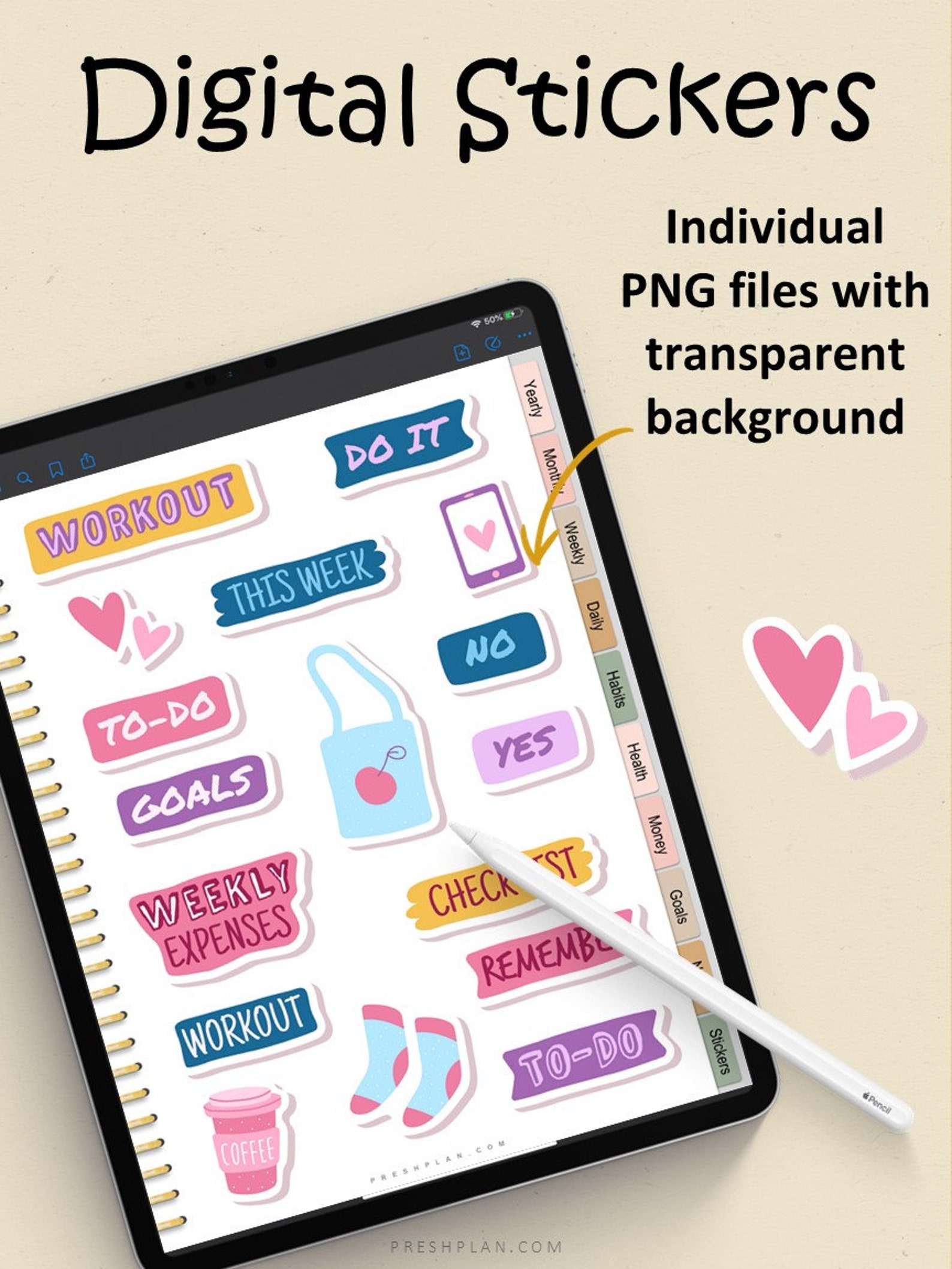 Colorful Digital Stickers, Cool Stickers for Digital Planning, Digital ...