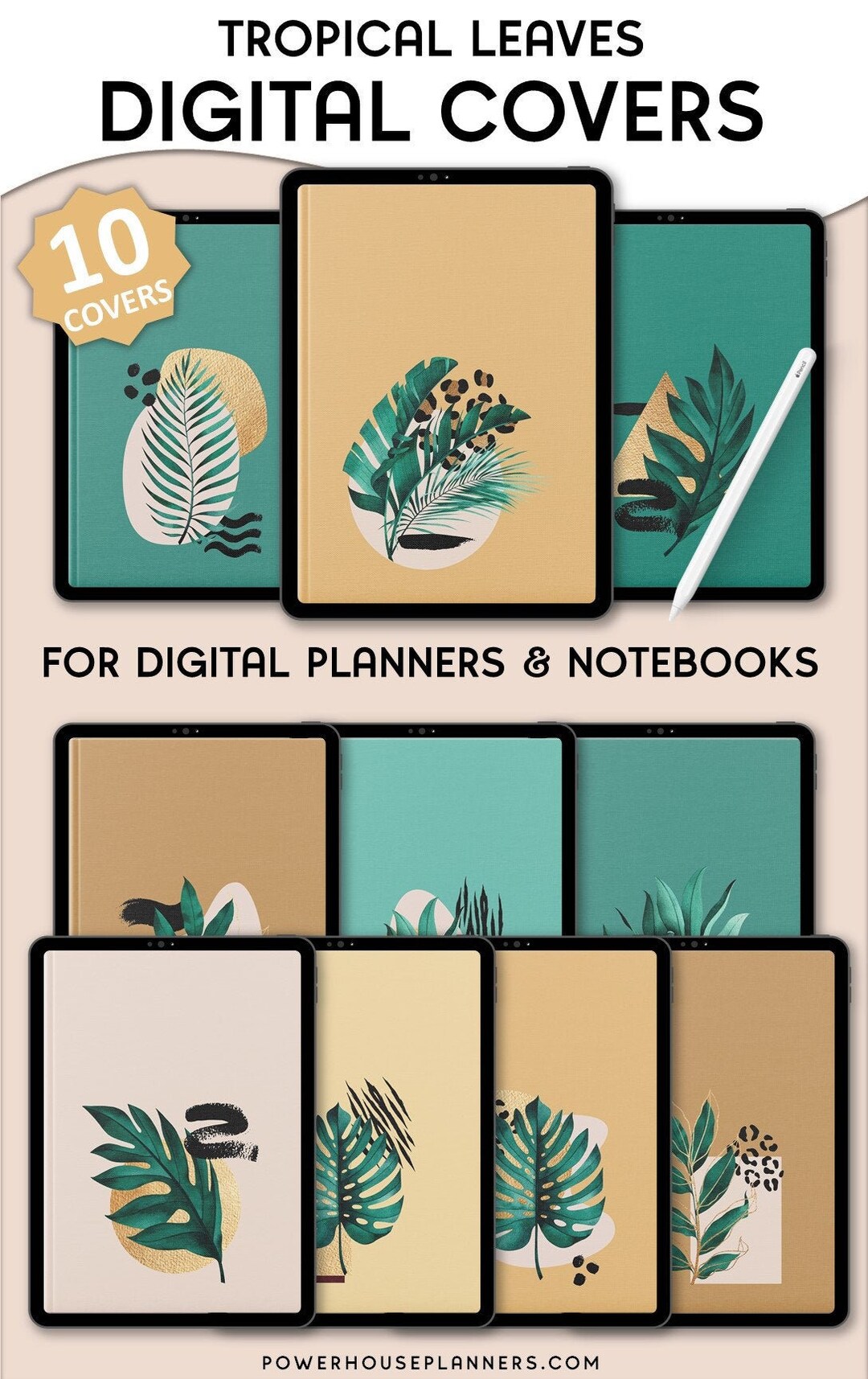 Digital Planner Cover Set, Tropical Goodnotes Digital Cover, Digital ...
