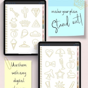 Gold Digital Paper Clips, Digital Planner Paperclips, Digital Clips ...