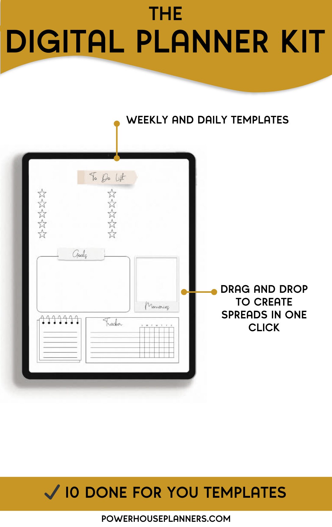 Digital Planner, Undated iPad Planner, Hyperlinked iPad Planner ...