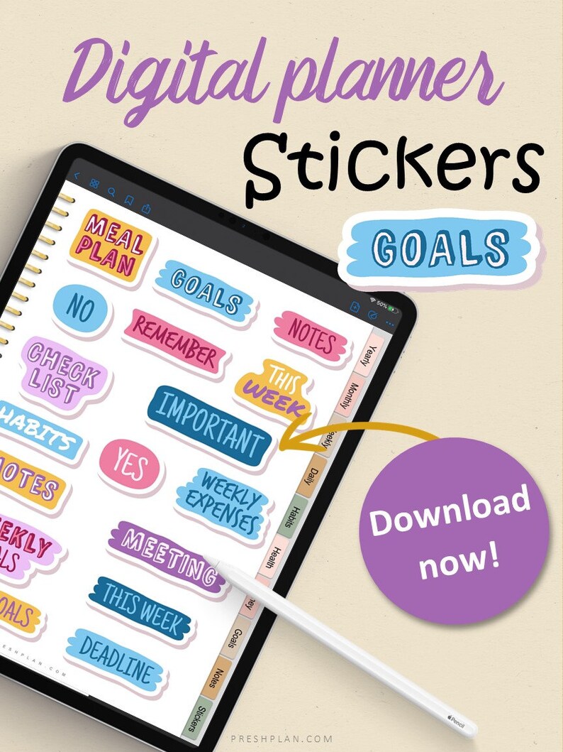 Colorful Digital Stickers, Cool Stickers for Digital Planning, Digital ...