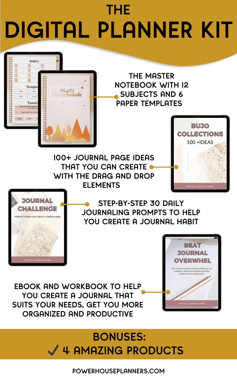 Digital Planner, Undated iPad Planner, Hyperlinked iPad Planner ...