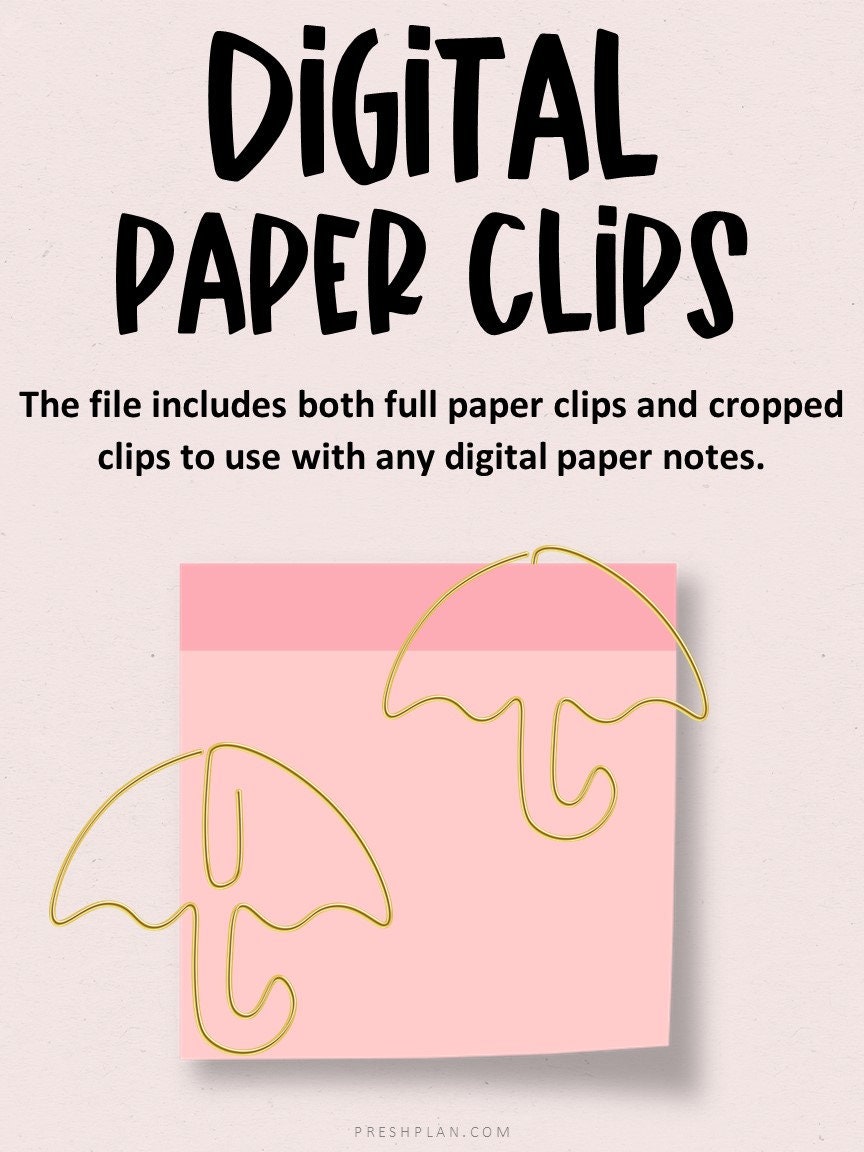 Gold Digital Paper Clips, Digital Planner Paperclips, Digital Clips ...