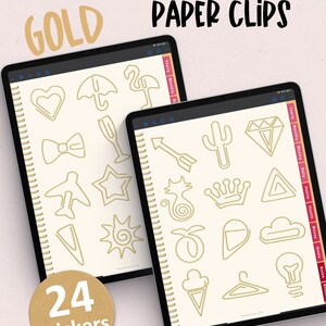 Gold Digital Paper Clips, Digital Planner Paperclips, Digital Clips ...