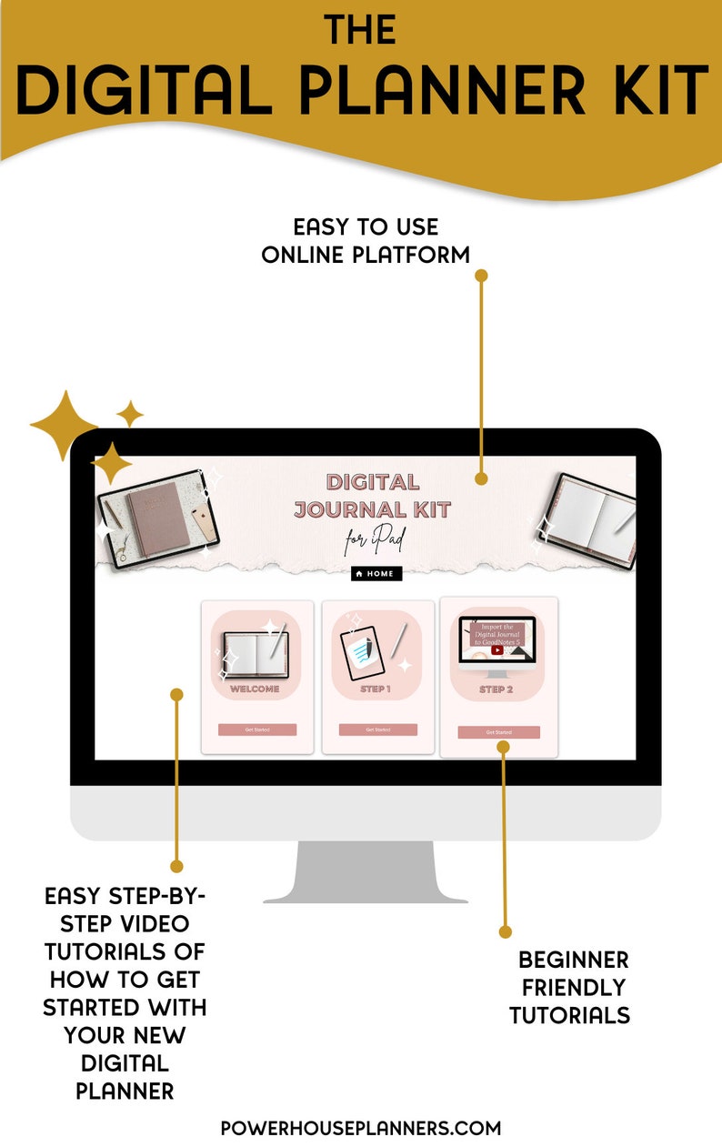 Digital Planner, Undated iPad Planner, Hyperlinked iPad Planner ...