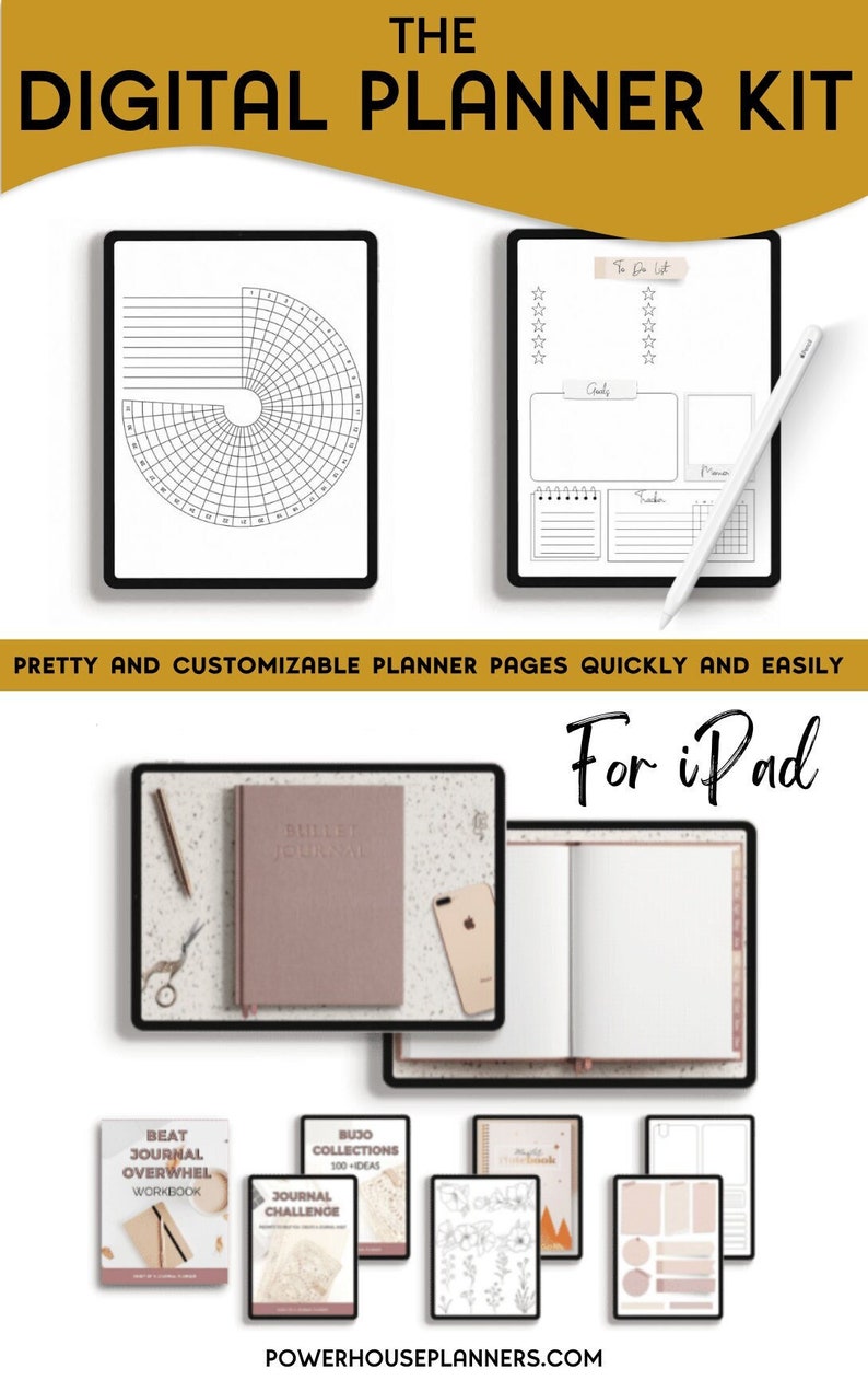 Digital Planner, Undated iPad Planner, Hyperlinked iPad Planner ...