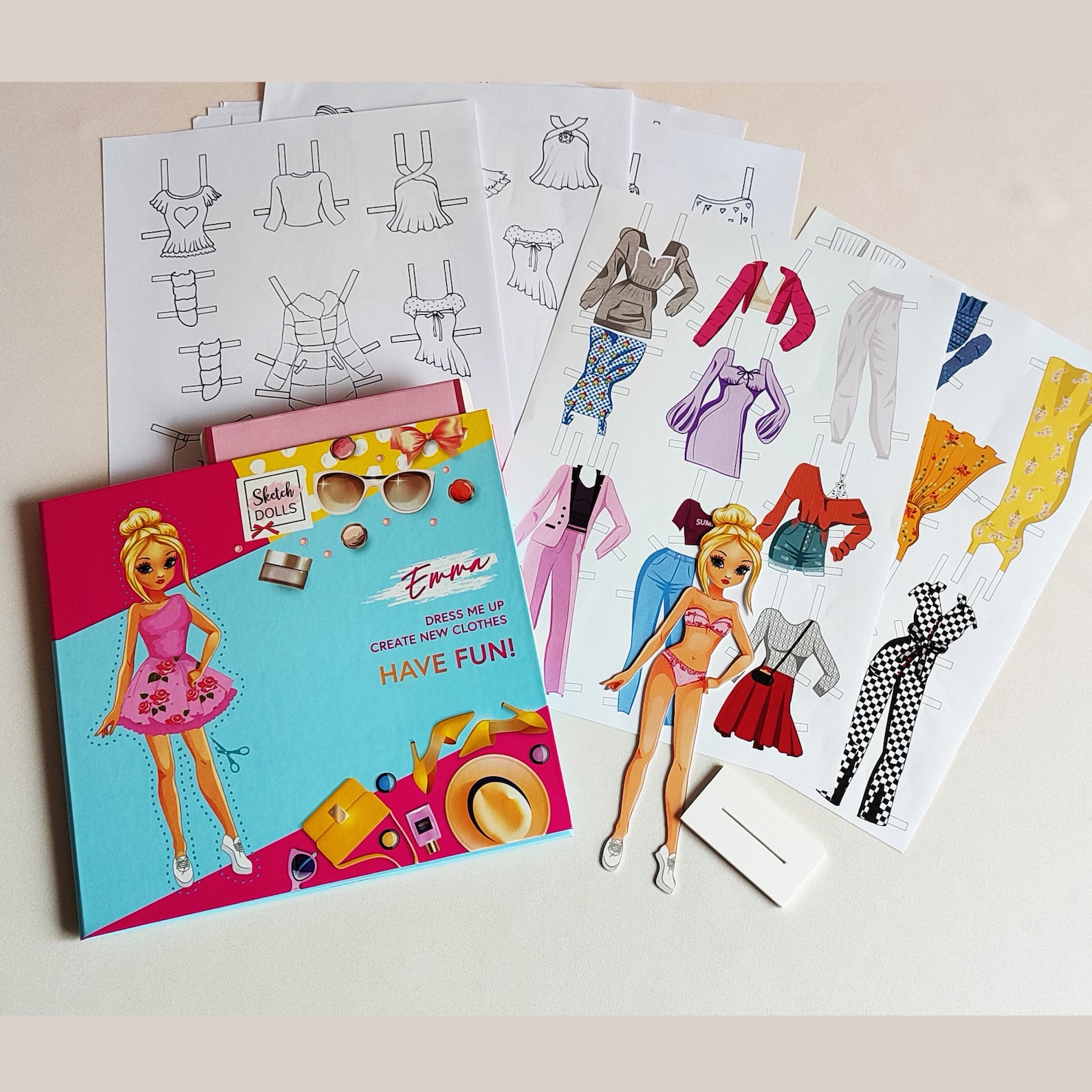 Emma Paper Doll House: Cutout Doll, Clothes & Accessories - Etsy