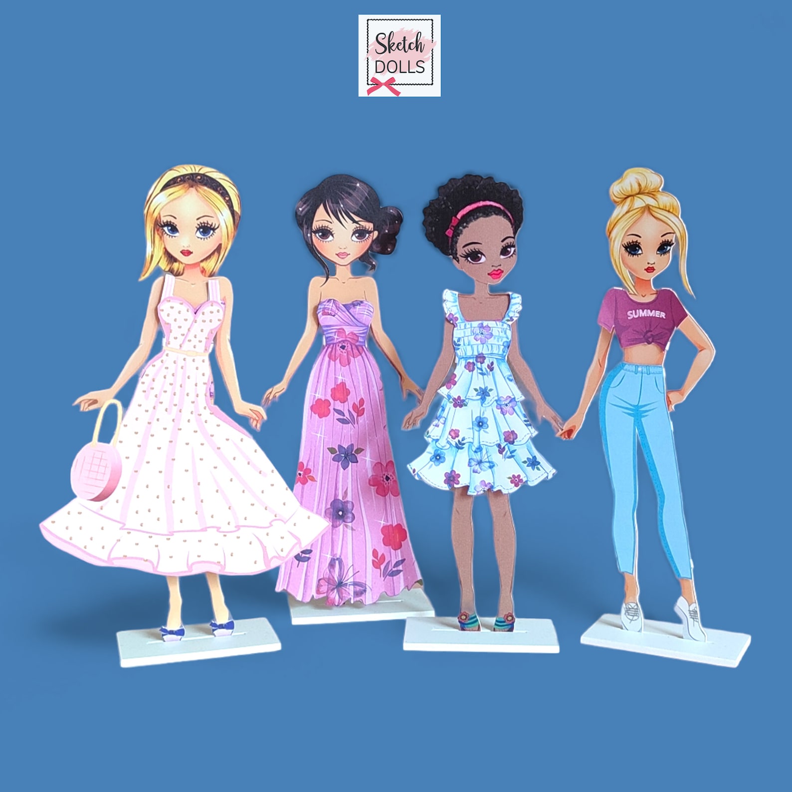 Paper Dolls, Cut Out, Ready to Play Paper Dolls, Set of 4 Paper Dolls ...