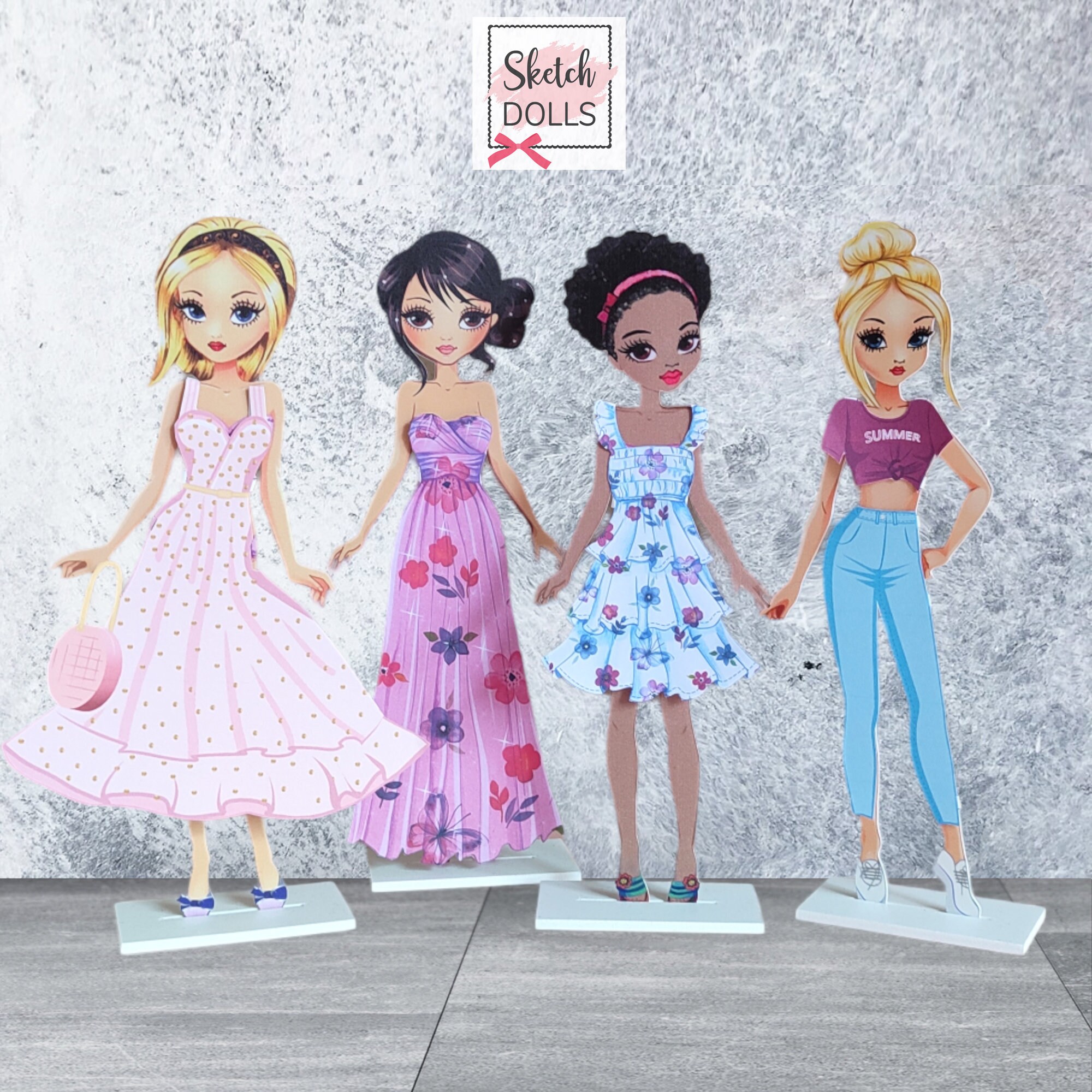 Paper Dolls, Cut Out, Ready to Play Paper Dolls, Set of 4 Paper Dolls ...